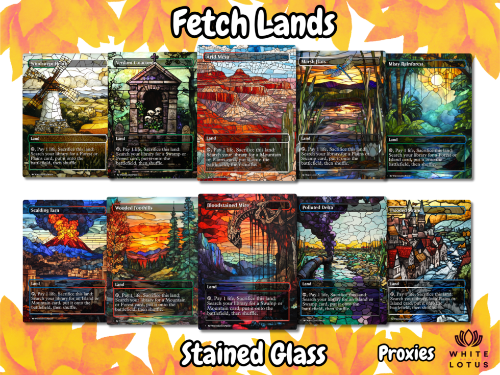 MTG Land Pack 50 Proxy Stained Glass Commander Lands